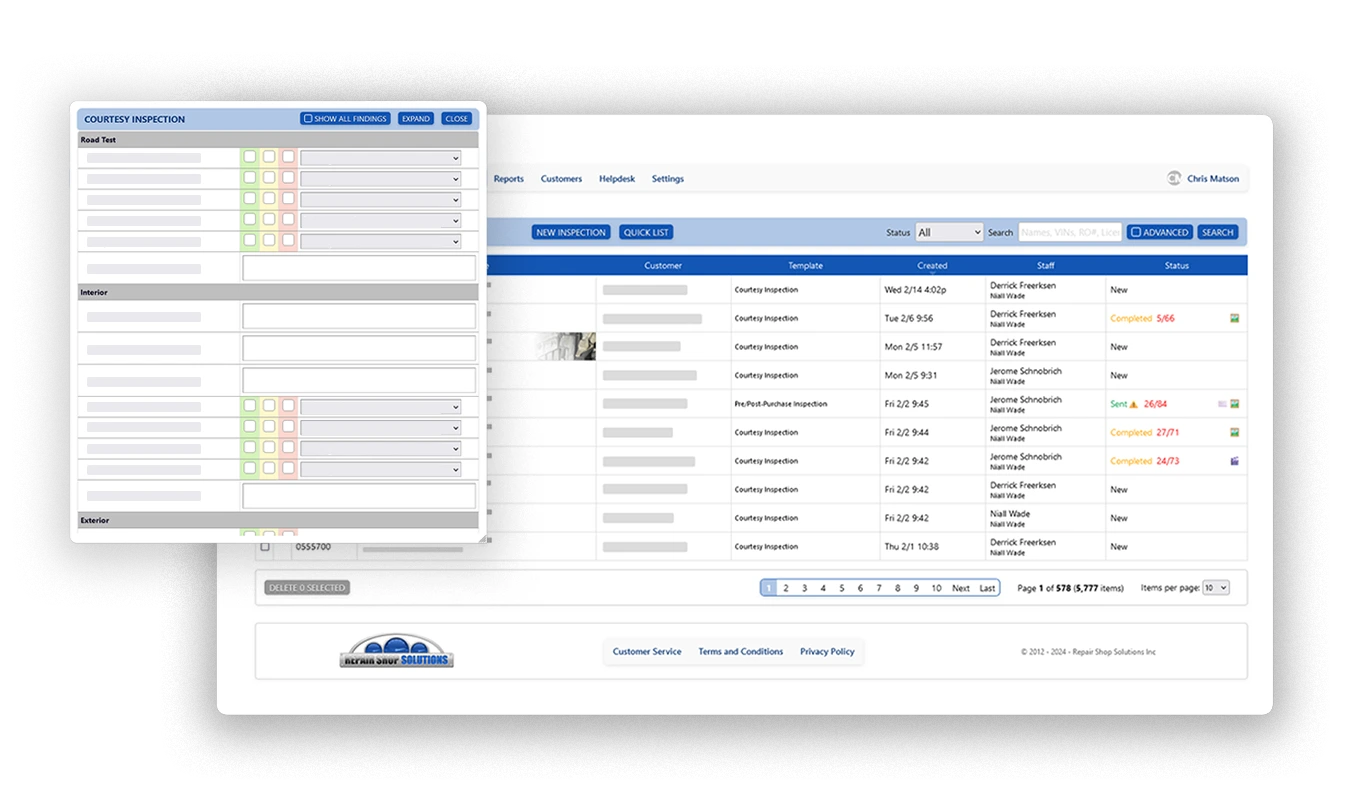 Digital Vehicle Inspections - Repair Shop Solutions